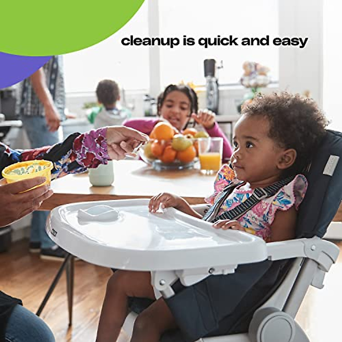 Cosco Simple Fold Adjustable High Chair, Folds Flat and Stands on its own, Making it Easy to Store or take on The go, Rainbow
