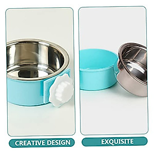 Balacoo Puppy Crate Bowls Cages Anti Multi-Function Removable Cage Bowl Slip Adorable Non- Household Bird Anti-Overturn No Container - Water Stainless for Blue Cat Coop Portable Pet Food