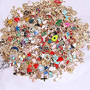 SANNIX 350Pcs Wholesale Bulk Lots Jewelry Making Charms Assorted Gold Plated Enamel Pendants for DIY Necklace Bracelet Earring Craft Supplies