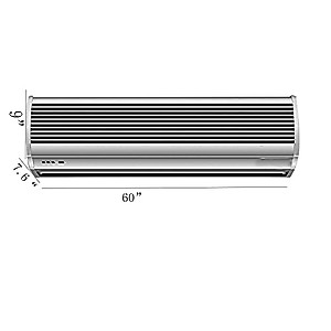 Lamps Door Hanging Wall-Mounted Indoor Air Curtain, Low Noise, Modern Silver, Dustproof, Blocking Indoor and Outdoor Air Circulation, Suitable for Residential and Commercial Areas, Aluminum Alloy