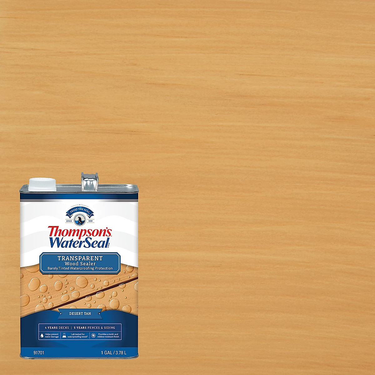 Thompson’s WaterSeal Transparent Waterproofing Wood Stain and Sealer, Desert Tan, 1 Gallon
