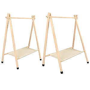 Queekay 2 Pcs Kids Clothing Rack 2 Size 20.5" x 11.8" x 29.5" & 31.5" x 13.8" x 31.5" Baby Clothes Rack Dress up Storage Wooden Clothes Organizer Child Garment Racks for Toddler Doll Dog