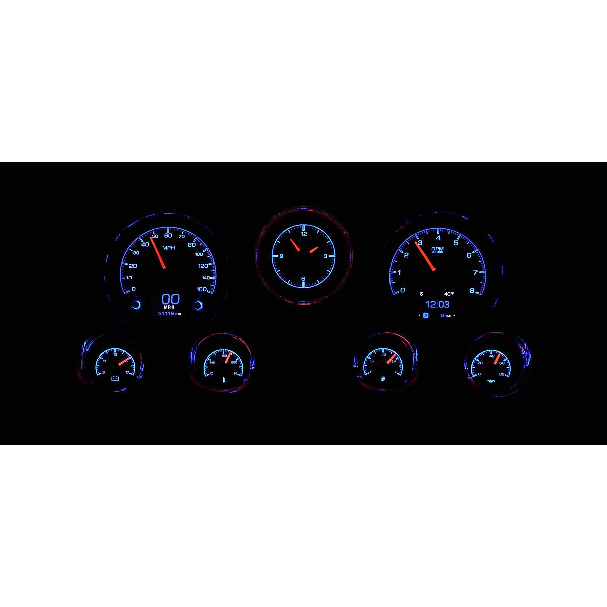 Dakota Digital 67-72 Chevy Pickup Customizable Gauge System Silver Alloy HDX-67C-PU-S