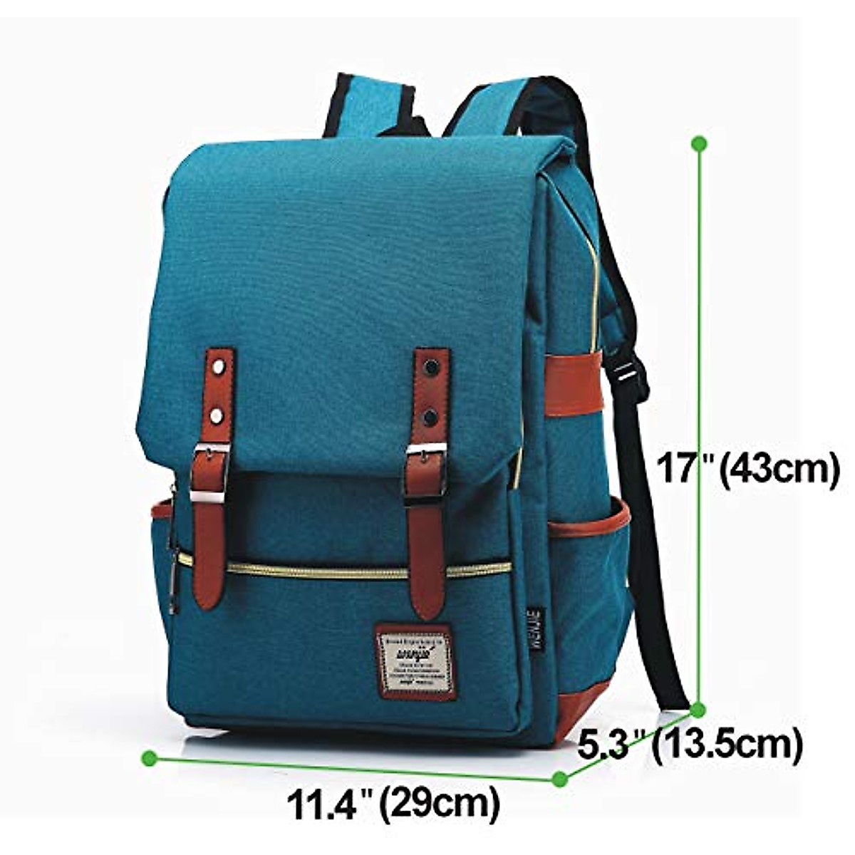 LIZAIDA MENENDEZ Vintage Laptop Backpack for Women Men,Travelling Backpack Casual Daypacks,15.6 Inch College Backpack With USB Charging Port (1-(Deep Teal USB))