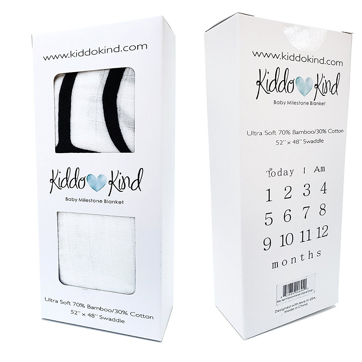 Kiddo Kind Baby Milestone Blanket - 52 x 48 - Makes Unique Photo Props for Babies - Extra Large Monthly Age Blankets Create Personalized Photography for Each Month - Perfect for Expecting Moms