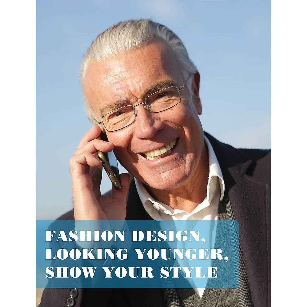 OKH 3 Pack Stainless Reading Glasses 2.50, Metal Frame Blue Light Blocking UV Protection Readers for Men