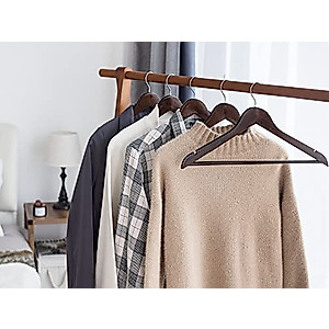 StorageWorks Wooden Coat Hanger, Wood Clothes Hangers 20 Pack, Walnut Color, Natural Wood Hangers for Coats, Shirts, Jackets, Pants, Suits