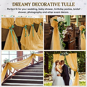 Hosuly 54" x 25 Yards Glitter Tulle Fabric Tulle Mesh Tulle Rolls Netting for DIY Craft Handmade Princess Dress Cape and Wedding Party Backdrop Decoration(Gold, Glitter)