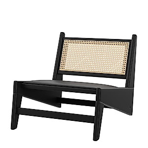 SHINEBOOM Accent Rattan Chairs Mid Century Mordern Boho Side Corner Comfy Chair for Living Room Bedroom Balcony Reading, Black