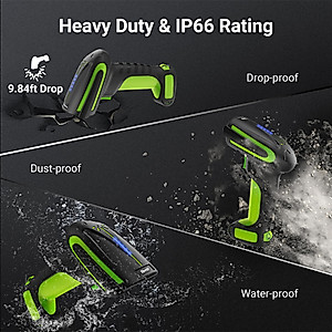 Tera Barcode Scanner Wireless 2D QR with Stand: Pro Version Battery Level Indicator 2500mAh Industrial Grade Bar Code Reader Works with Bluetooth 2.4G for Windows Mac Android iOS 8100 Pro Green