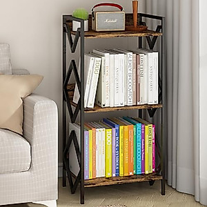 GILLAS 3 Tier Bookshelf for Small Space, Metal Shelving Unit for Book Storage Organizer for Office Living Room Bedroom, Rustic Short Stand Bookcase, End Table, Black