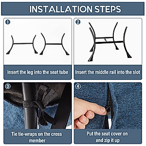 MBOOYOME Lazy Chair with Ottoman, Modern Soft Reading Chair Accent Contemporary Lounge Leisure Sofa Chair with Armrests and a Side Pocket for Living Room, Bedroom, Dorm & Office, Dark Blue