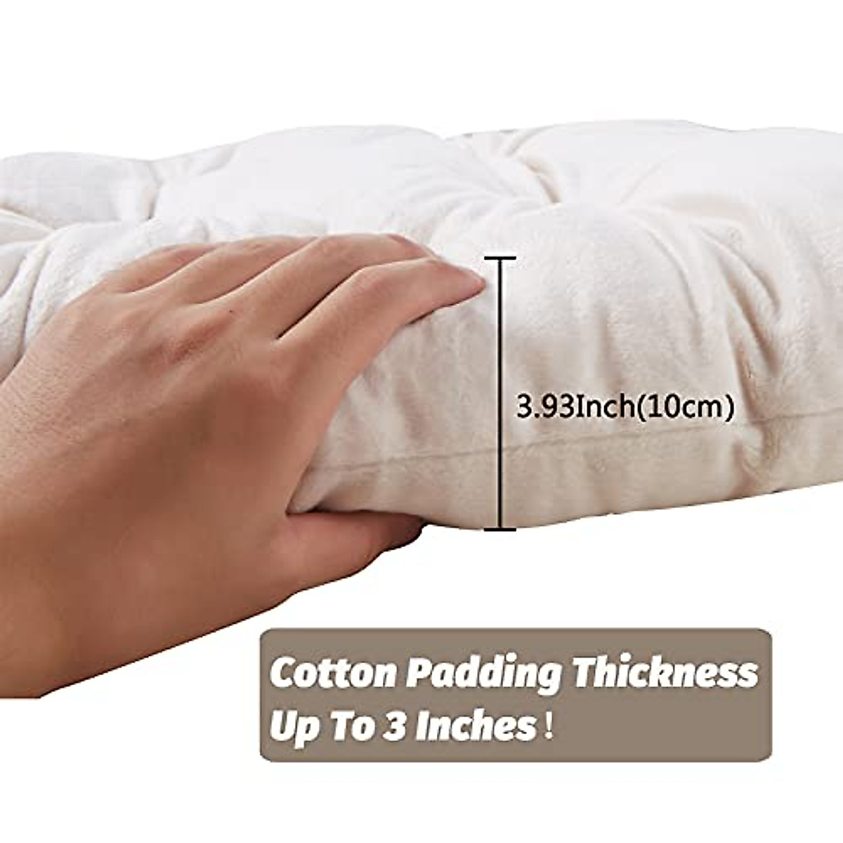 Big Hippo Solid Twill Swivel Rocker Chair Cushion Comfy Rocking Chair Cushion,Soft Thicken Rocking Chair Cushion with Ties for Outdoor Indoor Home Office,Beige 48" x 18"