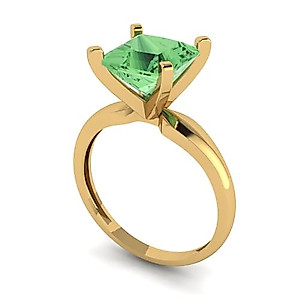 Clara Pucci 2.50ct Princess Cut Solitaire Green Simulated Diamond Excellent Engagement Bridal Promise Anniversary Ring 18K Yellow Gold 6