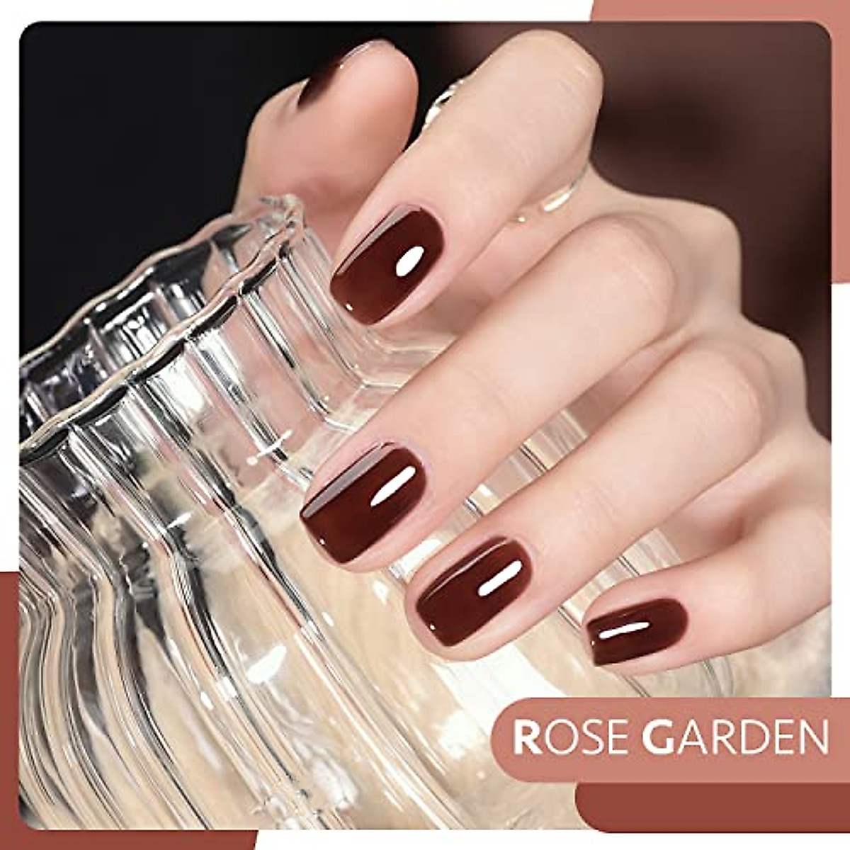 GAOY Rose Garden Jelly Gel Nail Polish of 6 Transparent Nude Red Pink Brown Colors Sheer Gel Polish Kit for Salon Gel Manicure and Nail Art DIY at Home
