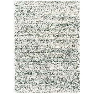 SAFAVIEH Hudson Shag Collection 5'1" x 7'6" Ivory / Green SGH295X Modern Abstract Non-Shedding Living Room Bedroom Dining Room Entryway Plush 2-inch Thick Area Rug