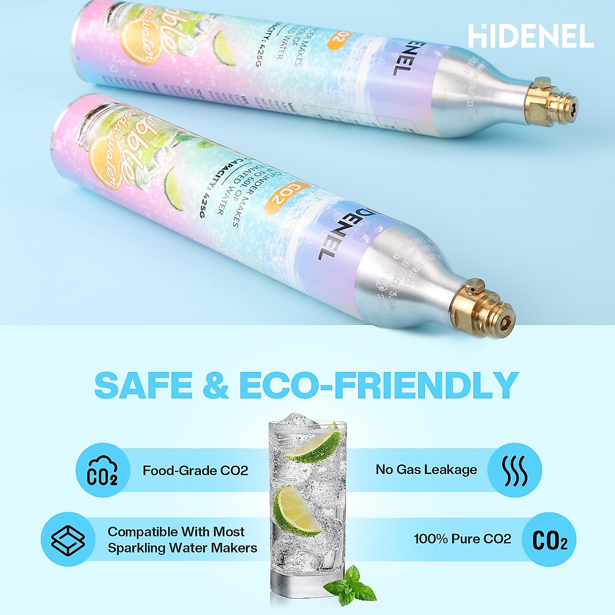 CO2 Cylinder for Soda Maker - 60 L CO2 Exchange Carbonator & Sparkling Water - Carbonates Any Drink - Threaded Cylinders (1PCS)