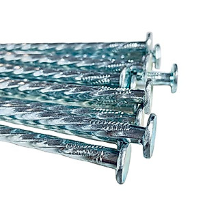 50Pcs Metal Turf Nails Landscape Stakes, Spiral Galvanized Landscape Spikes, Garden Nails, Anchoring Spikes, Outdoor, Heavy-Duty, Rust Resistant Security, 7-Inch Long, Silver (DP-1)