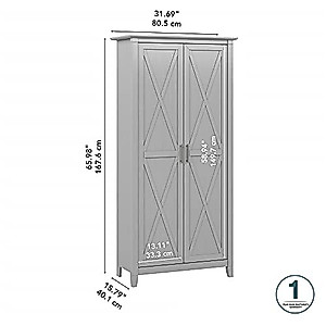 Bush Furniture Key West Kitchen Pantry Cabinet, Cape Cod Gray