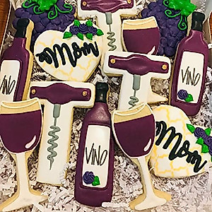 Vineyard/Winery Cookie Cutter 3-Pc Set - Wine Bottle, Glass, Grapes Tin Plated Steel Cookie Cutters