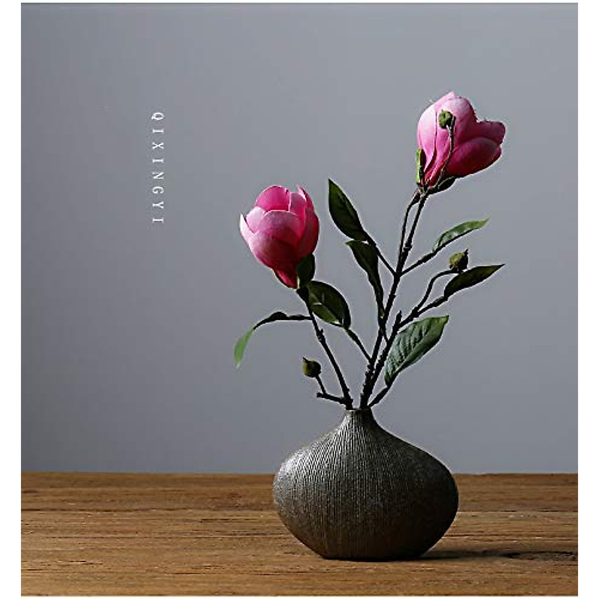 NEWQZ Decorative Vase, Small Black Ceramic Vase for Tabletop Decor, Stoneware for Floral Flower,4.7" H