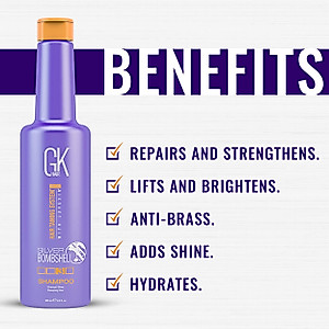 GK HAIR Global Keratin Purple Shampoo/Toner Silver Bombshell 280ml I Leave In Bombshell Cream (100ml/ 3.4 fl. oz)