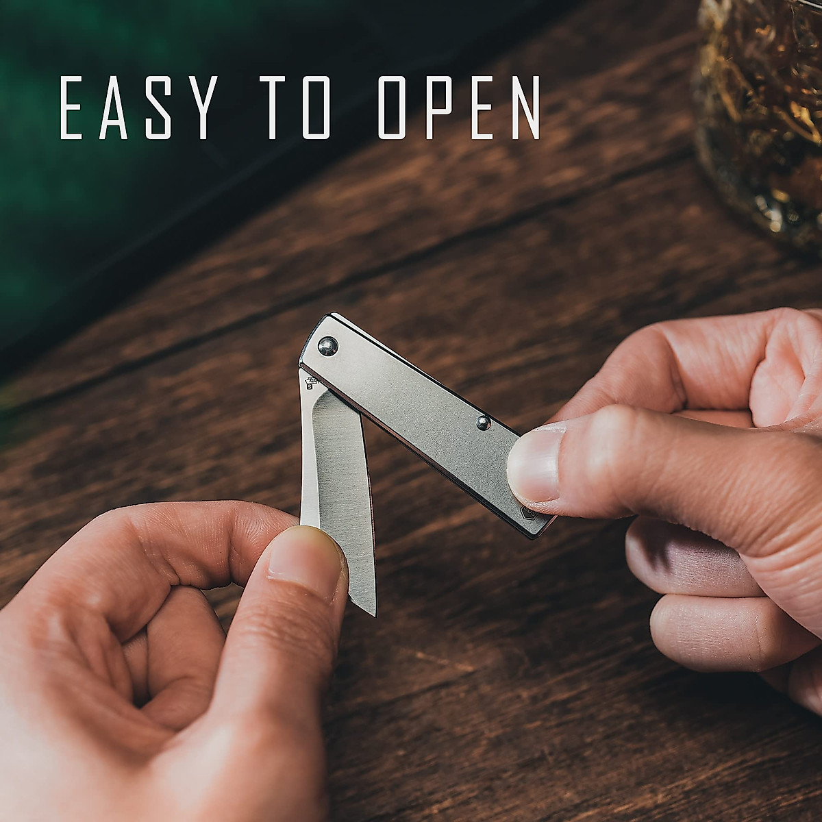 KeyUnity KK03S Small Folding Knife Fixed Blade Knife, Stainless Steel EDC Pocket Knife for men & Women