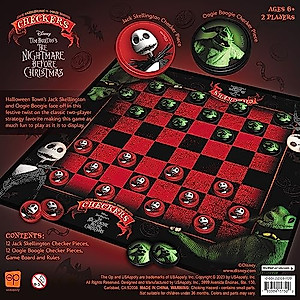 Disney Tim Burton’s The Nightmare Before Christmas Checkers | Featuring Jack Skellington vs. Oogie Boogie | Officially Licensed Disney Game | Collectible 2-Player Game | Ages 6+