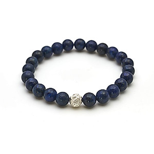BERGERLIN Lapis lazuli bracelet - Genuine pearl bracelet with natural stone and 925 sterling silver pearl
