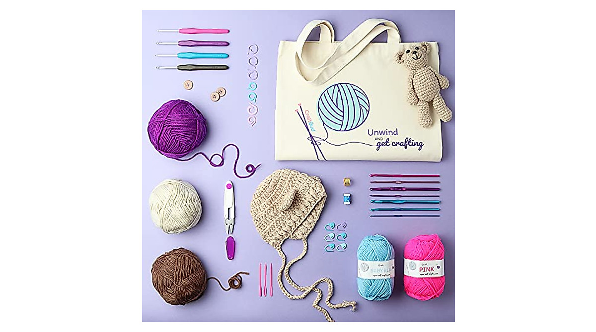 CraftBud 73 Piece Crochet Kit for Beginners & Kids - Complete Set