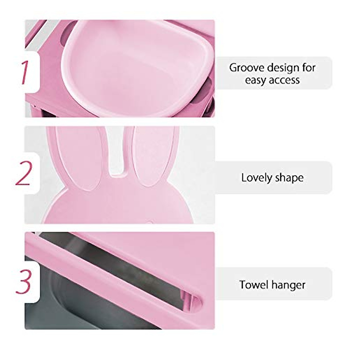 TINTON LIFE Kids Wash Basin Stand with Drain Hose & Towel Rack & Bathroom Tumbler Holder Bathroom Sink for Baby Infant Toddler Child Pink