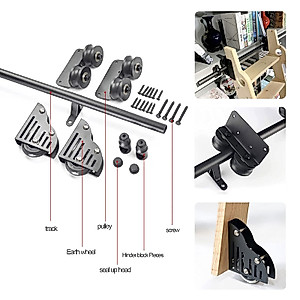 Sliding Library Ladder Hardware (No Ladder) Sliding Hardware Rustic Black Rolling Library Track (No Ladder) Kit, with Floor Roller Wheels, Sliding Barn Door Kit 3.3ft-20ft, Round Tube Mobile Ladder Tr