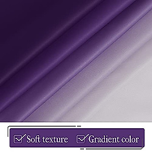 PONY DANCE Purple Curtains for Bedroom - Double-Layered White and Lilac Ombre Blackout for Living Room, Room Darking,52 x 84 Inch, 2 Pieces