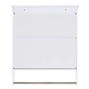 Iwell Wall Bathroom Cabinet with 2 Shelf & Towels Bar, Medicine Cabinet with 2 Doors for Bathroom, Wall Mount Bathroom Cabinet, Over The Toilet Space Saver Storage Cabinet, White
