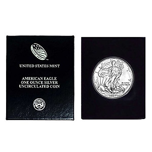 2007 - U.S. Silver Eagle in Plastic Air Tite in Magnet Close Black Gift Box - Gem Brilliant Uncirculated Dollar US Mint Uncirculated