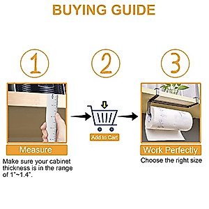 Luxsego Paper Towel Rack Under Cabinets, 1.4" Hanging & No Drilling Paper Towel Hanger for Kitchen Cabinets Bathroom, Stainless Steel, Double Support (Black)