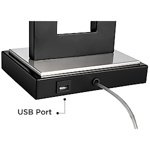 360 Lighting Neil 26" High Rectangular Rustic Modern Table Lamps Set of 2 USB Port Pull Chain Black Metal White Shade Living Room Charging Bedroom Bedside Nightstand House Office Entryway