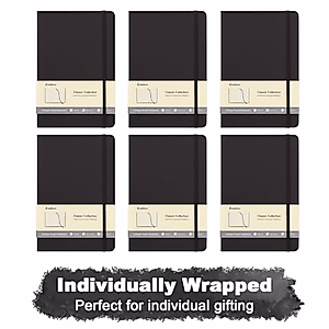 Comix 6 Pack Lined Journal Notebooks, 240 Pages, 5.5 x 8.3 inch, Black, A5 Medium Hardcover Notebooks, Classic College Ruled Notebooks for Writing