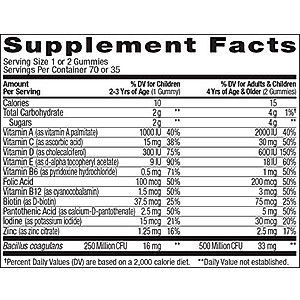 OLLY Kids Multivitamin + Probiotic Gummy, Digestive and Immune Support, Vitamins A, D, C, E, B, Zinc, Chewable Supplement, Berry, 35 Day Supply - 70 Count