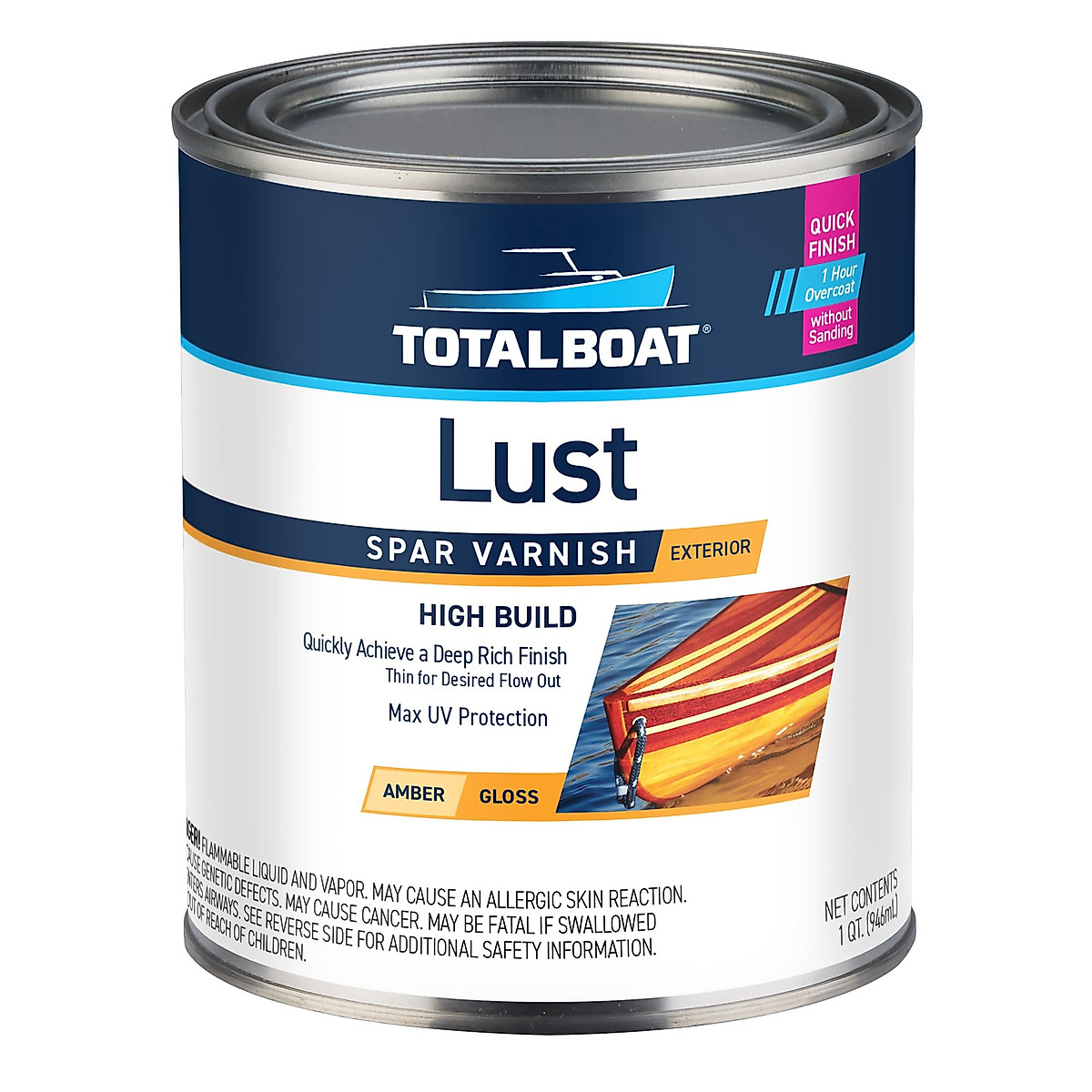 TotalBoat-486490 Lust Marine Varnish, High Gloss and Matte Finish for Wood, Boats, Outdoor Furniture (High Gloss, Gallon)