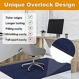 SHIEN Edging Office Chair Mat for Hardwood&Title Floor, 55"x35" Computer Gaming Rolling Chair Mat for Home Office Hardwood Floor, Anti-Slip Low Pile Under Desk Rug, Large Floor Protector (Navy Blue)