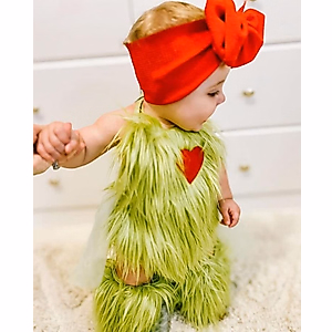 oneflow Baby Girl Monster Costume Infant Toddler My First Halloween Christmas Costumes with Romper Leg Warmers and Headband (6-12 Months,Green Monster)