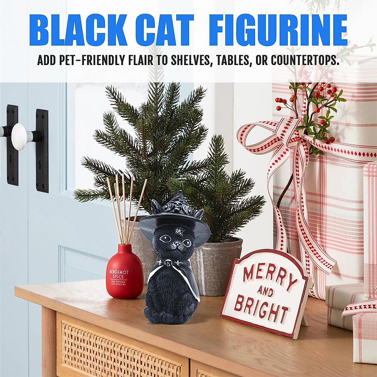 Kilyparty 4PCS Set Cats Garden Decor Cat Gnome Statues for Outdoor Halloween Cat Figurine Cat Lover Idea Cute Cat homedecor Waterproof Figurines Lawn Ornaments