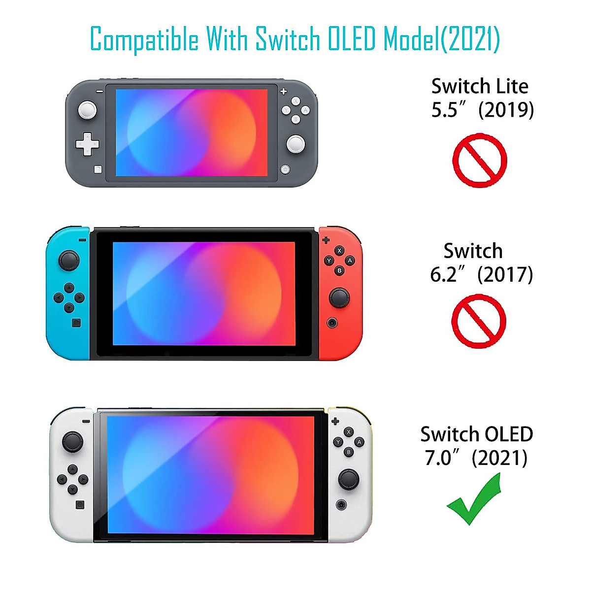 Kconn Silicone Case Compatible with Nintendo Switch OLED 2021 - Soft [Anti-Slip] [Shock Proof] Protective Cover with Ergonomic Grip Design, Drop Protection Grip Case (Classic Blue)