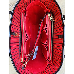 AlgorithmBags designed for LV Neverfull GM Purse Organizer Insert with Zippers Luxury Bag Shaper Liner (Cherry)
