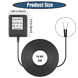 24V500MA Doorbell Power Adapter C-Wire Adapter Doorbell Transformer 16.4ft Wire Cable Compatible with Ring Bell, Ecobee, Sensi and Honeywell Smart Thermostats