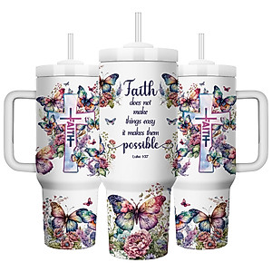 Equoza Christian Gifts for Women,40oz Tumbler with Lid and Straw Travel Coffee Mug Christian Affirmations Stainless Steel Double Wall Vacuun Insulated Cup (Pack of 1)