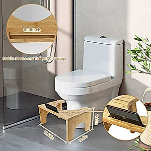Toilet Stool, Folding Bamboo Squatting Stool for Adult and Kids, Waterproof and Non Slip Collapsible Poop Stool for Bathroom