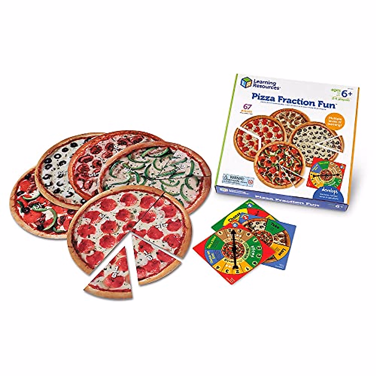 Learning Resources Pizza Fraction Fun Game, 13 Fraction Pizzas, 67 Piece Game, Ages 6+ & Money Bags Coin Value Game, Money Recognition, Counting Game, Easter Toys