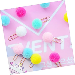 ARTIBETTER Paper Clips 72 pcs Cute Memo Bookmark Clips Accessories Metal Favors Kawaii Plush School Novelty Gift Office Note Pompom for Paper Color Shape Clip Random Party Mini Paperclips